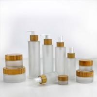 China Cosmetic glass bottle with bamboo cap 20ml-150ml Body Care Lotion bottle, Spray Bottle , 5g/10g/30g/50g/100gCream Bottle for sale