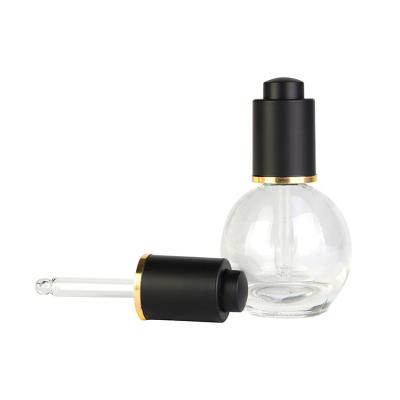 China 20ml30ml50ml70ml75ml 1 oz thick bottom clear round ball shape glass serum dropper bottle for essential oil for sale