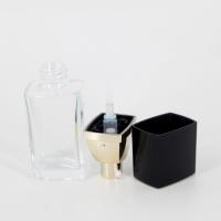 China 30ml 1OZ luxury clear square cosmetic flat liquid bottle foundation serum glass bottle with gold lotion pump for sale