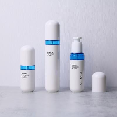 China Cosmetic bottle OEM 50ml 70ml 100ml Round Pill Capsule Shape Essence 50G Cream Jar PET Cosmetics Set Lotion Bottle for sale