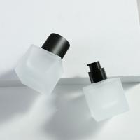 China 30ml liquid foundation frosted glass bottle Square with black pressing lotion pump cosmetic packaging container for sale