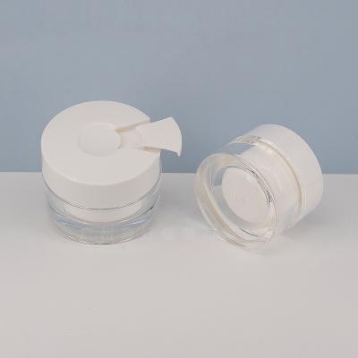 China Luxury cosmetic container 1 oz 15ml 30 ml 50ml clear acrylic plastic double wall jar white acrylic jar custom logo for sale