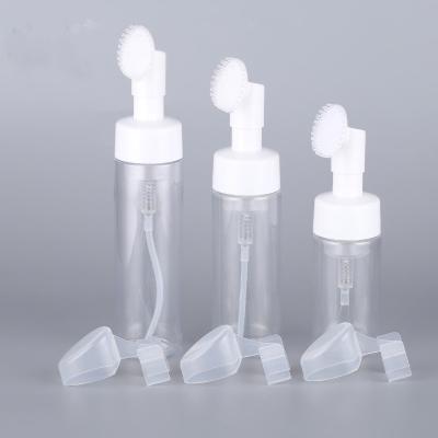 China 100ml 120ml 150ml 200ml white plastic shampoo cleanser sanitizer container mousse foam pump bottle with brush for sale