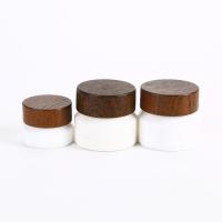 China Cosmetic Cream Bottle White Porcelain Glass Bottle Cream Bottle With Bamboo Lid or Wooden Lid  5g 10g 15g 30g 50g 100g for sale