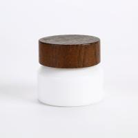 China Cosmetic Cream Bottle White Porcelain Glass Bottle Cream Bottle With Bamboo Lid or Wooden Lid  5g 10g 15g 30g 50g 100g for sale