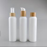 China White porcelain bottles 15ml 30ml 50ml 100ml 120ml cosmetic jar with bamboo lotion pump face cream jar with bamboo lid for sale