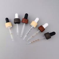 China 5ml 10ml 15ml 30ml 50ml transparent empty glass dropper essential oil bottle with bamboo wood grain water transfer lid for sale