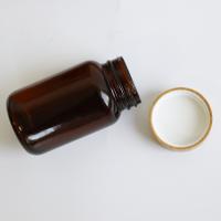 China 60ml 100ml 120ml 150ml 200ml 250ml Pill vitamin tablet bottle wide mouth amber glass capsule bottle with bamboo lid for sale