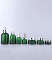 China 15ml 30ml 60ml 120ml 200ml Matte Black Slant Shoulder Glass Cosmetic Lotion Pump Bottles 15g30g50g100g Glass Cream Jars for sale