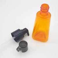 China Amber PET/PETG Plastic Triangle Bottle with Black Lotion Pump - 3.5 oz for sale