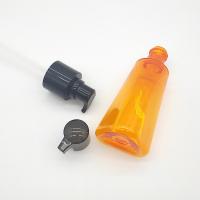China Amber PET/PETG Plastic Triangle Bottle with Black Lotion Pump - 3.5 oz for sale