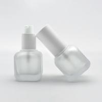 China 30ml/1 Oz Frosted Glass Foundation Bottle,Empty Refillable Square Lotion Bottle With Press Pump for Body Cream for sale