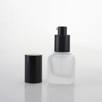 China 30ml/1 Oz Frosted Glass Foundation Bottle,Empty Refillable Square Lotion Bottle With Press Pump for Body Cream for sale