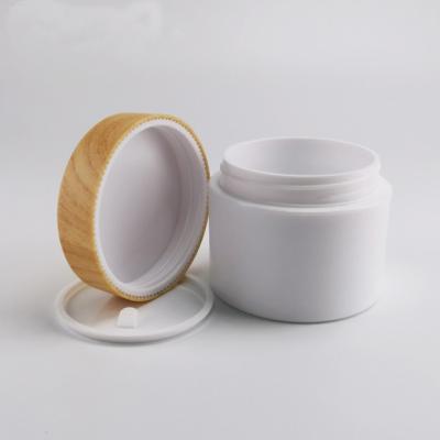 China Wholesale 30g 50g 150g 250g Refill PP Cream Jar with Bamboo Wooden Lid Empty Cosmetic Skincare for sale
