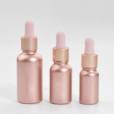 China 1pc Rose Gold Glass Essential Oil Dropper Bottles 10ML 15ML 30ML 50ML 100ML Empty Cosmetic Packaging Perfume Bottles for sale