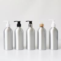 China Round Silver Aluminum Lotion Pump Bottles with Black Pump Gold Ring for Shampoo Body Washing Cream,Essential Oil Bottle for sale