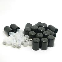 China 9mm Inner Diameter , Stainless Steel Roller Balls and Black Bottle Cap for 18mmEssential Oils, Cosmetics Bottle for sale