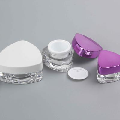 China 5g 10g 30g 50g Free Acrylic Samples Cream Jar Double Wall Nail Polish Plastic Container with Purple Screw Cap for sale