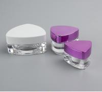 China 5g 10g 30g 50g Free Acrylic Samples Cream Jar Double Wall Nail Polish Plastic Container with Purple Screw Cap for sale