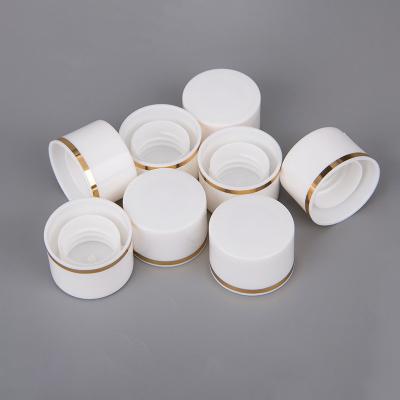 China 12-410, 20-410, 24-410 double-layer cap PP plastic screw cap cosmetic plastic bottle cap with gold/silver hot stamping for sale