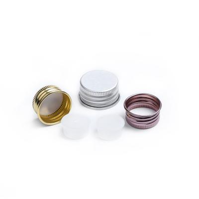 China 18mm 20mm 24mm 28mm Essential Oil Silver Aluminum Ribbed Cap with Plastic Stopper for sale