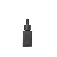 China 10ml 15ml 30ml, Square Matt Black Bottle With Black pipette Frosted Essential Oil Bottle for sale