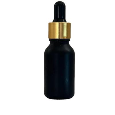 China 1 oz (30ml) Black Matte Glass Bottle with White and Gold Glass Dropper for sale