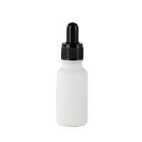 China 4 Oz Matt White Glass Bottle w/ Black Regular Glass Dropper for sale