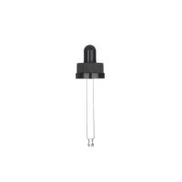 China BLACK PP PLASTIC 20-400 RIBBED SKIRT CHILD RESIST DROPPER 91MM STRAIGHT TIP GLASS PIPETTE for sale