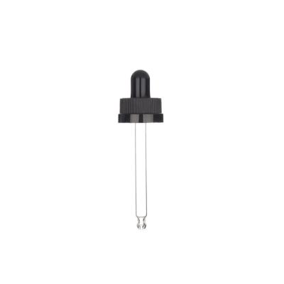 China BLACK PP PLASTIC 20-400 RIBBED SKIRT CHILD RESIST DROPPER 91MM STRAIGHT TIP GLASS PIPETTE for sale