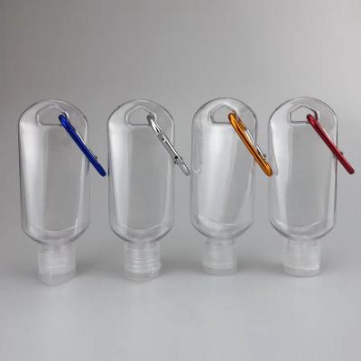 China 30ml 50ml 1.6oz Empty Keychain carabiner Portable Travel Plastic spray Bottles Refillable Containers with Flip Cap Squee for sale
