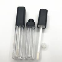 China 6ml empty flat black rounded corner square lip gloss tubes containers with wands liquid lipgloss tube cosmetic usage for sale