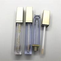China Low MOQ 6ml gold square empty lip gloss tube containers with wands lipgloss tube gold in stock for sale