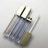 China Low MOQ 6ml gold square empty lip gloss tube containers with wands lipgloss tube gold in stock for sale