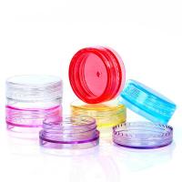 China 2g colorful plastic cosmetic lipbalm salve jars small jar for nail art glitter can make other colors of cap for sale