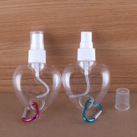 China Factory Custom loving heart PET 50ml key ring hanging spray bottle with the butterfly top lip cover hand sanitizer empty for sale