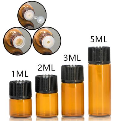 China 1ml-5ml brown essential oil bottle 2ml essential oil sub-bottle 3ml trial bottle glass sample bottle with screw cap for sale