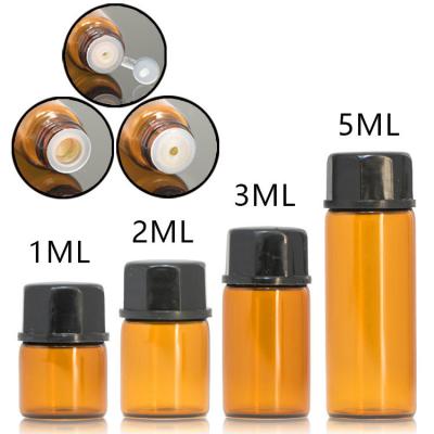 China 1ml 2ml 3ml 5ML sub-packed essential oil bottle, brown sample bottle, essential oil bottle, amber trial bottle for sale