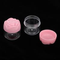 China 20g Plastic Cosmetic Cream Containers with Rose Shaped Screw Caps, Empty Makeup Sample Jars Lip Balm Pot Jar for sale