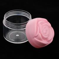 China 20g Plastic Cosmetic Cream Containers with Rose Shaped Screw Caps, Empty Makeup Sample Jars Lip Balm Pot Jar for sale