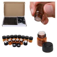 China 1ml 2ml 3ml Amber Glass Vials, Mini Essential Oil Bottles with Orifice Reducer & Black Plastic Cap for sale