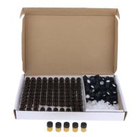 China 1ml 2ml 3ml Amber Glass Vials, Mini Essential Oil Bottles with Orifice Reducer & Black Plastic Cap for sale