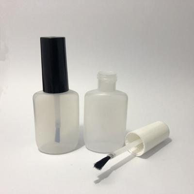 China 15ml plastic nail polish bottle glue bottle PE flat bottle brush bottle lotion sample bottle with black brush rod cap for sale