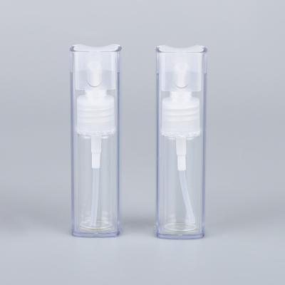 China Plastic 10ml square bottle, mini transparent perfume spray bottle for sale