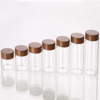 China 24mm, 28mm, 30mm, 65 sealed tube, glass transparent leak-proof bottle, glass 20ml bottle with wood grain plastic cap for sale