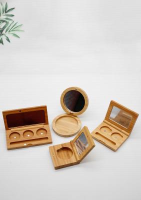 China Bamboo eye shadow box, bamboo powder cake box for sale