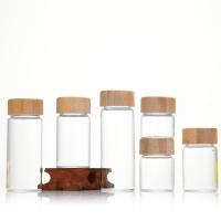 China Bamboo lid medicine bottle, liquid vial, storage jar, glass bottle, airtight jar, bamboo wood lid flower tea jar for sale
