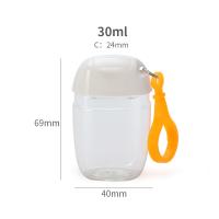 China Portable water-free hand sanitizer gel bottle, hook bottle with carabiner, 30ml disinfectant bottle, flip-top bottle for sale