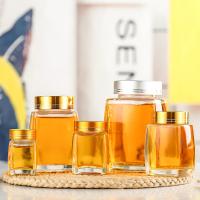 China Square glass bottle, honey packaging jar for sale