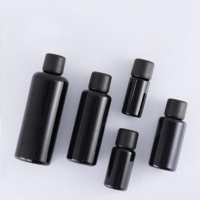 China 10ml 15ml，30ml 50ml  100ml pure black glass bottle, black essential oil bottle, medicine bottle for sale